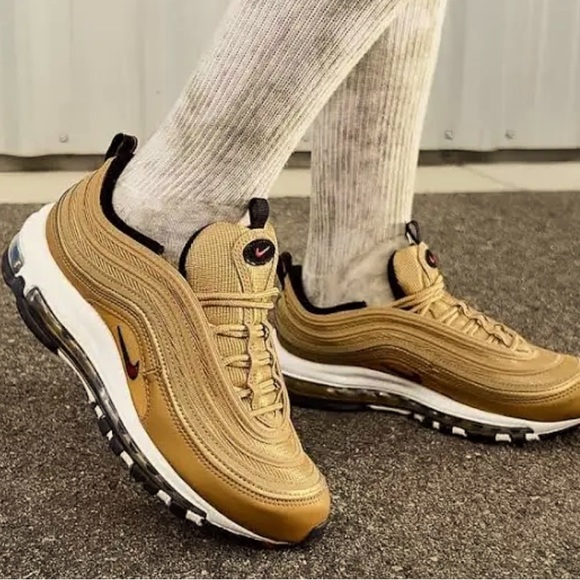 Nike | Shoes | New With Box Nike Womens Air Max 97 Shoes Sneakers Metallic Goldblack | Poshmark